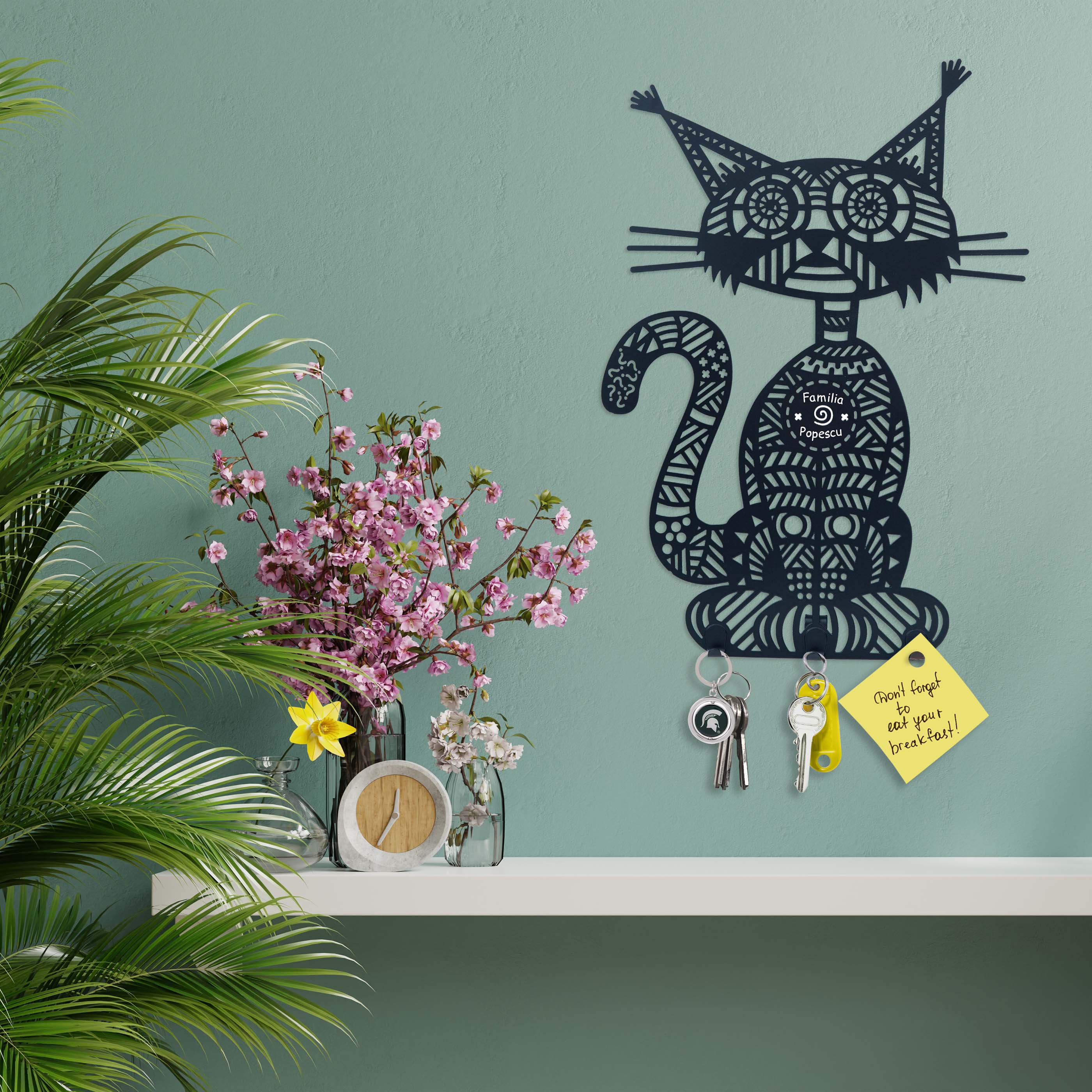 Suport chei perete pisica metal personalizat - Casa si gradina ...